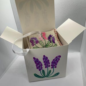 Handmade Set of Three Lavender Sachets With Ribbon Hangers, Embroidered ...