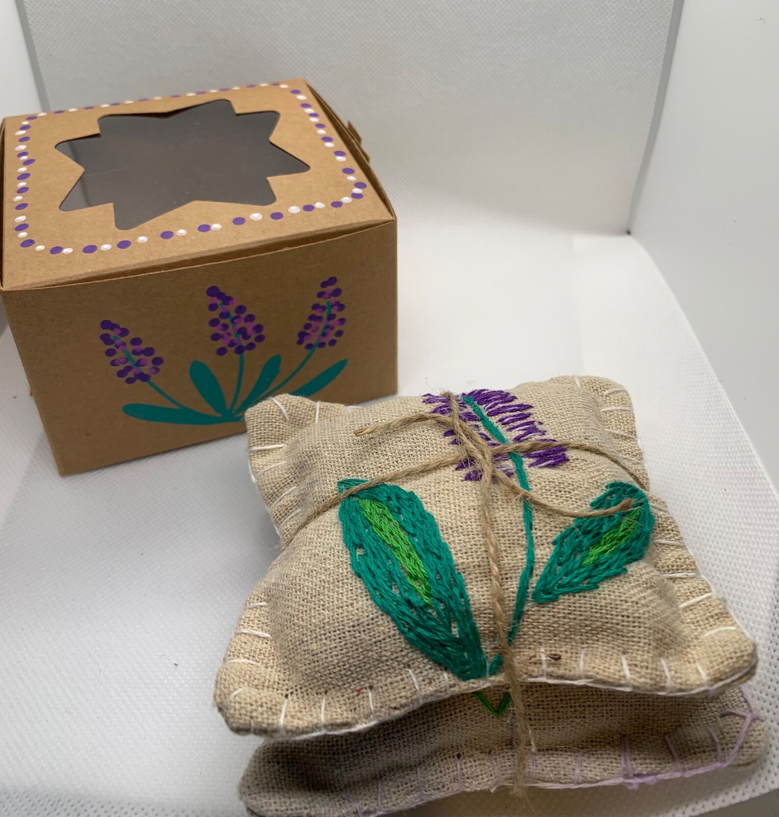 Lavender Sachet Set of Two Handmade and Hand Embroidered Lavender ...