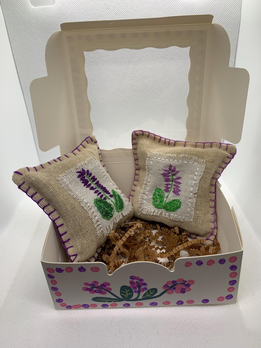 Lavender Vanilla Sachet Set of Two Handmade and Hand Embroidered ...