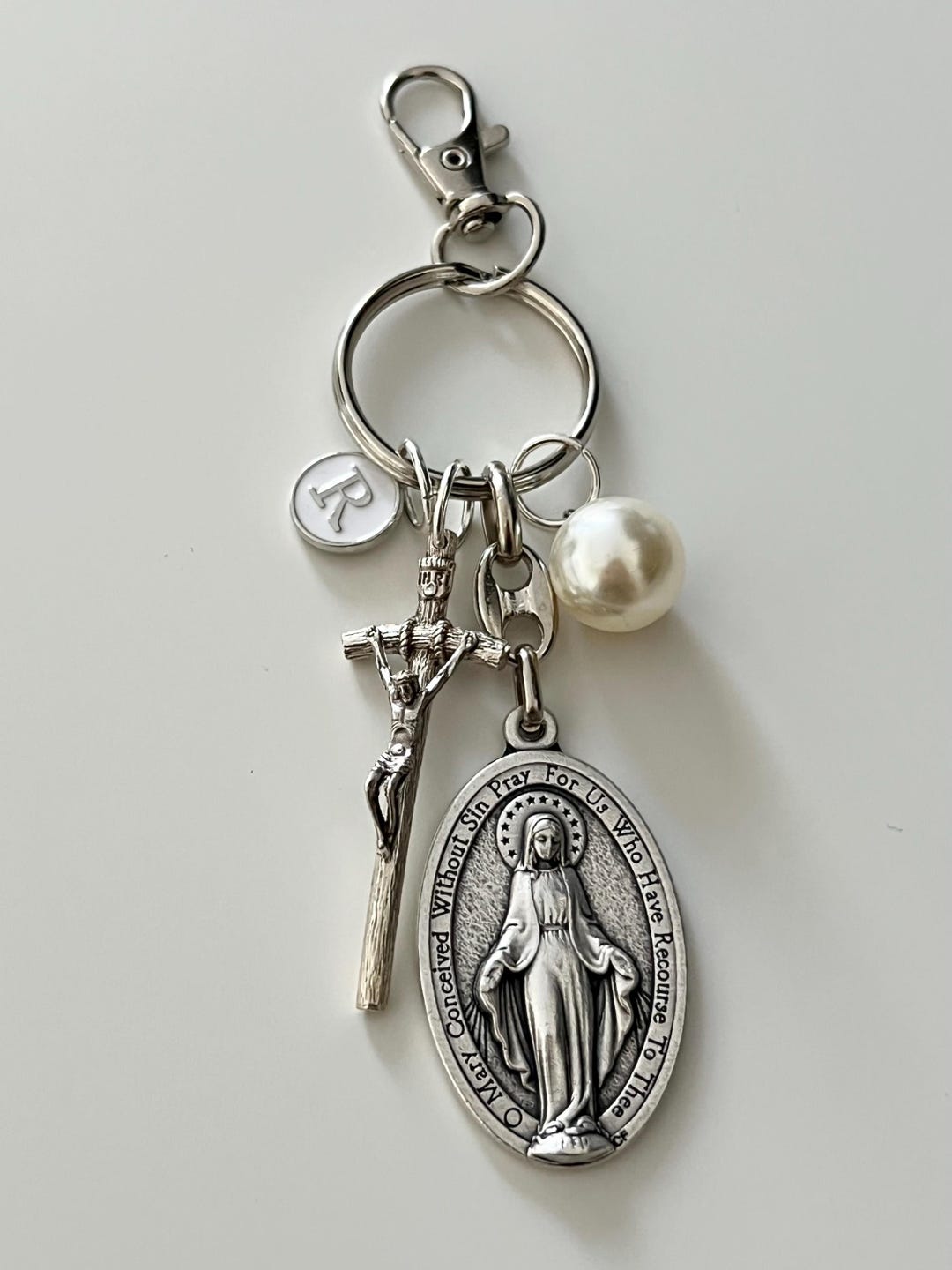 Personalized Keyring, Miraculous Mary Keychain, Handmade Rosary Beads ...