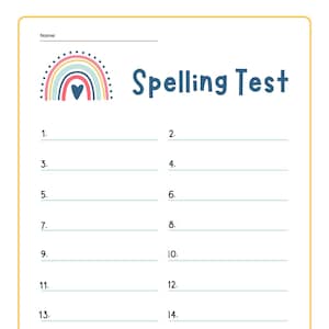 Spelling Test Worksheet Elementary, Kindergarten, Early Learning ...