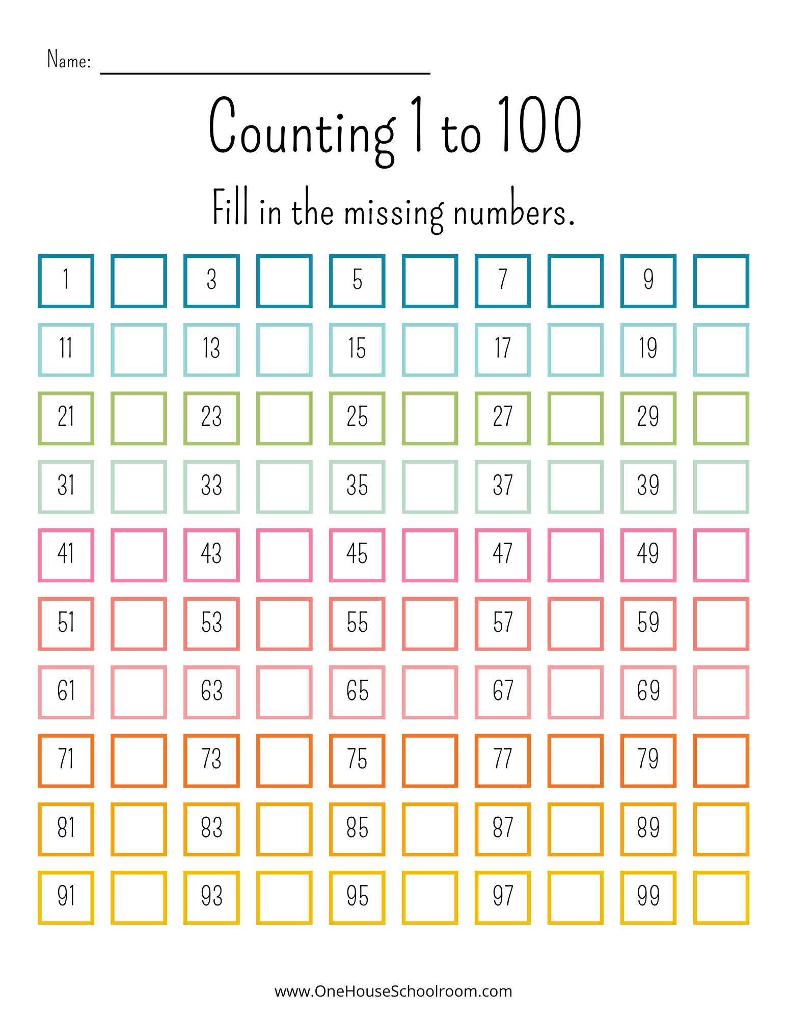 100 Charts- Fill in the Blank Worksheet Set - Etsy