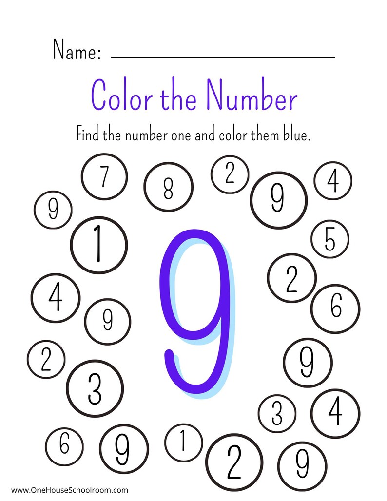 Color the Number Worksheet Set- Preschool, Kindergarten, Early Learning ...