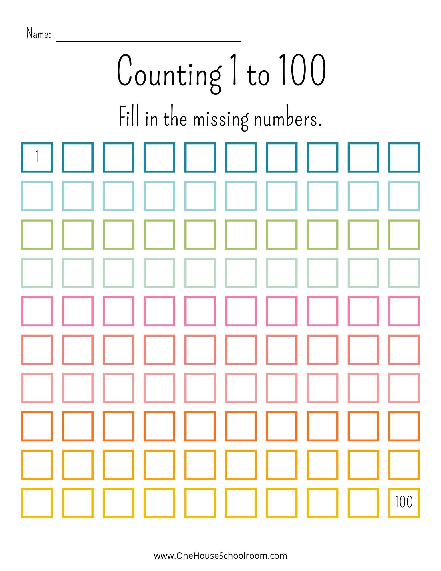 100 Charts- Fill in the Blank Worksheet Set - Etsy