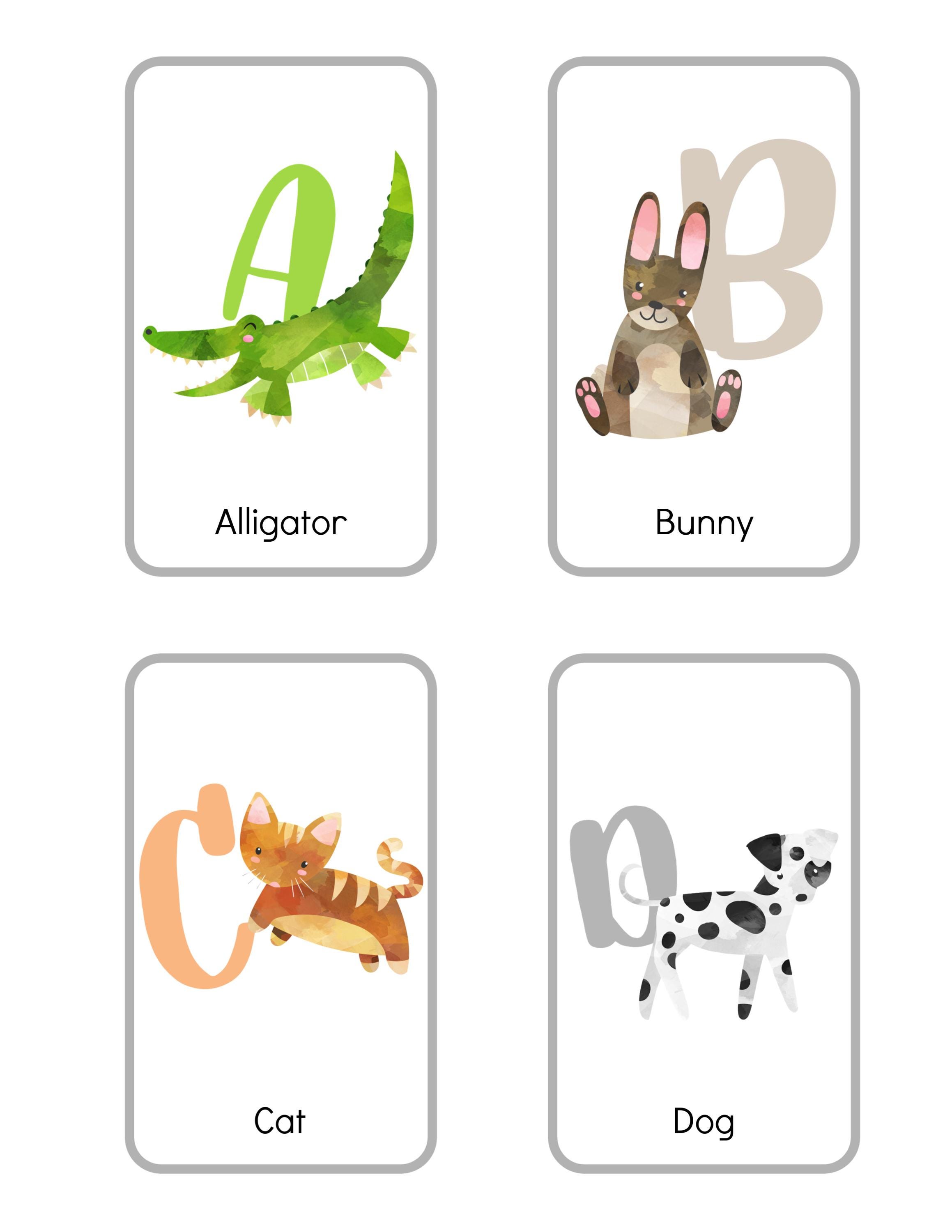 Animal Friends Alphabet Flashcards, Preschool Curriculum, Kindergarten ...