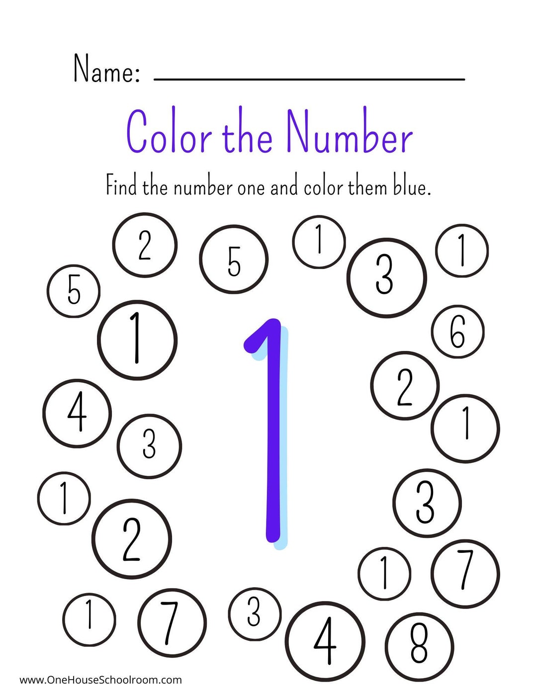 Color the Number Worksheet Set- Preschool, Kindergarten, Early Learning ...