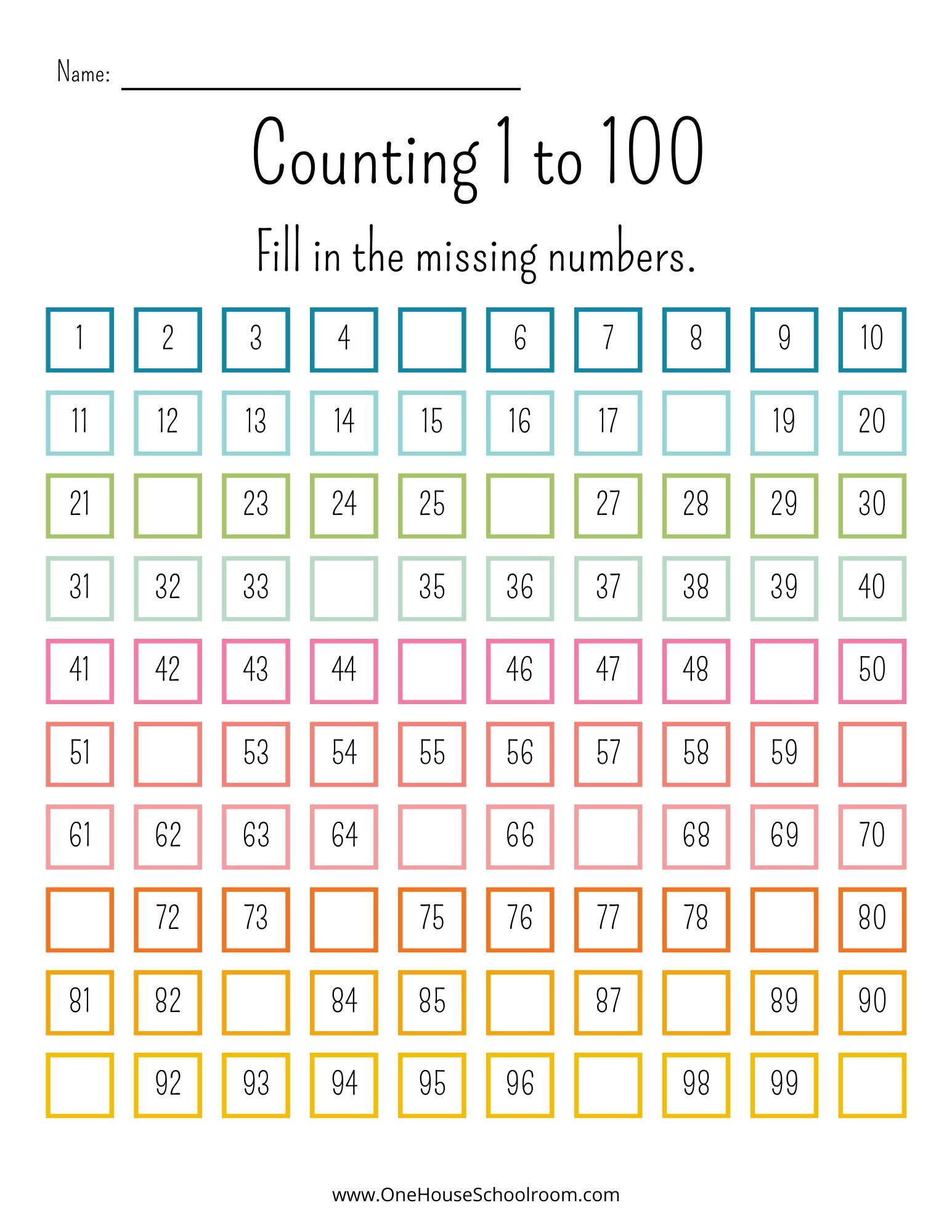 100 Charts- Fill in the Blank Worksheet Set - Etsy