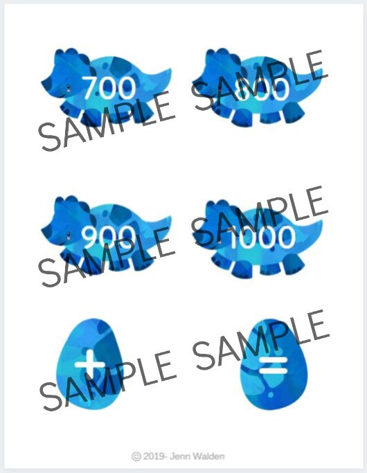 Dino Addition Learning Game, Printable Math Activity, Preschool ...
