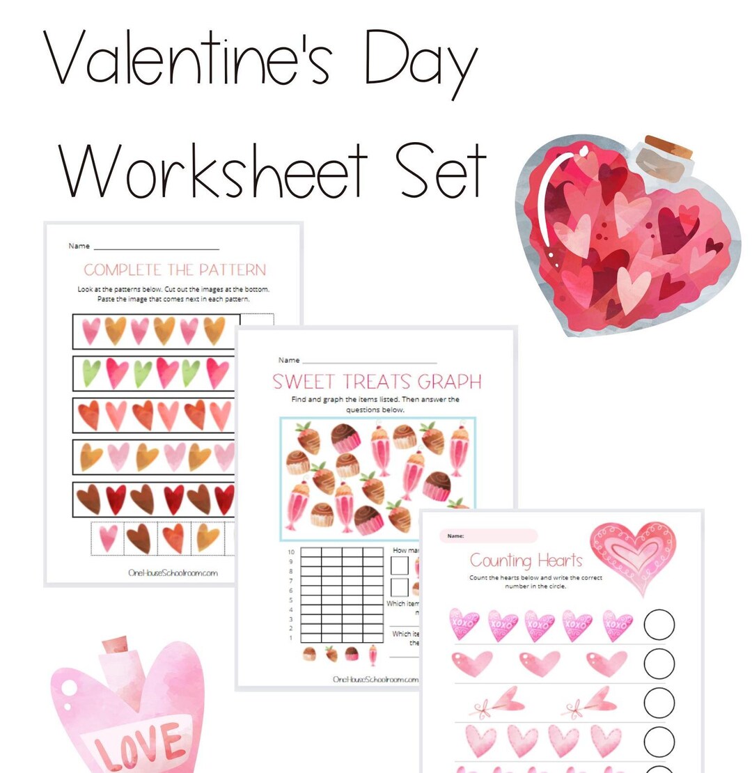 Valentine's Day Worksheet Set - Etsy