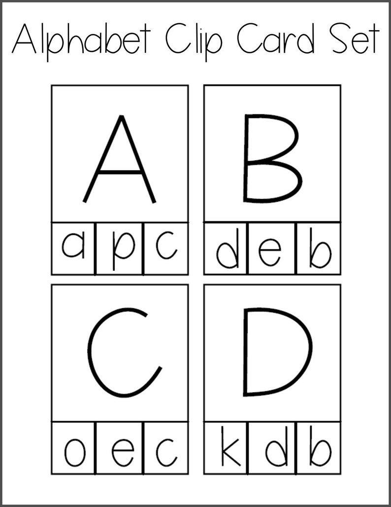 Uppercase and Lowercase Alphabet Letter Clip Cards- Elementary, Early ...