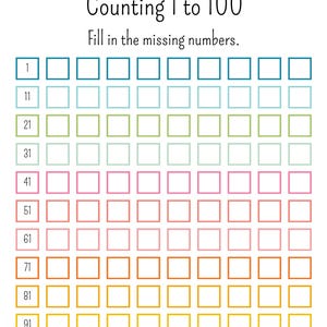 100 Charts- Fill in the Blank Worksheet Set - Etsy