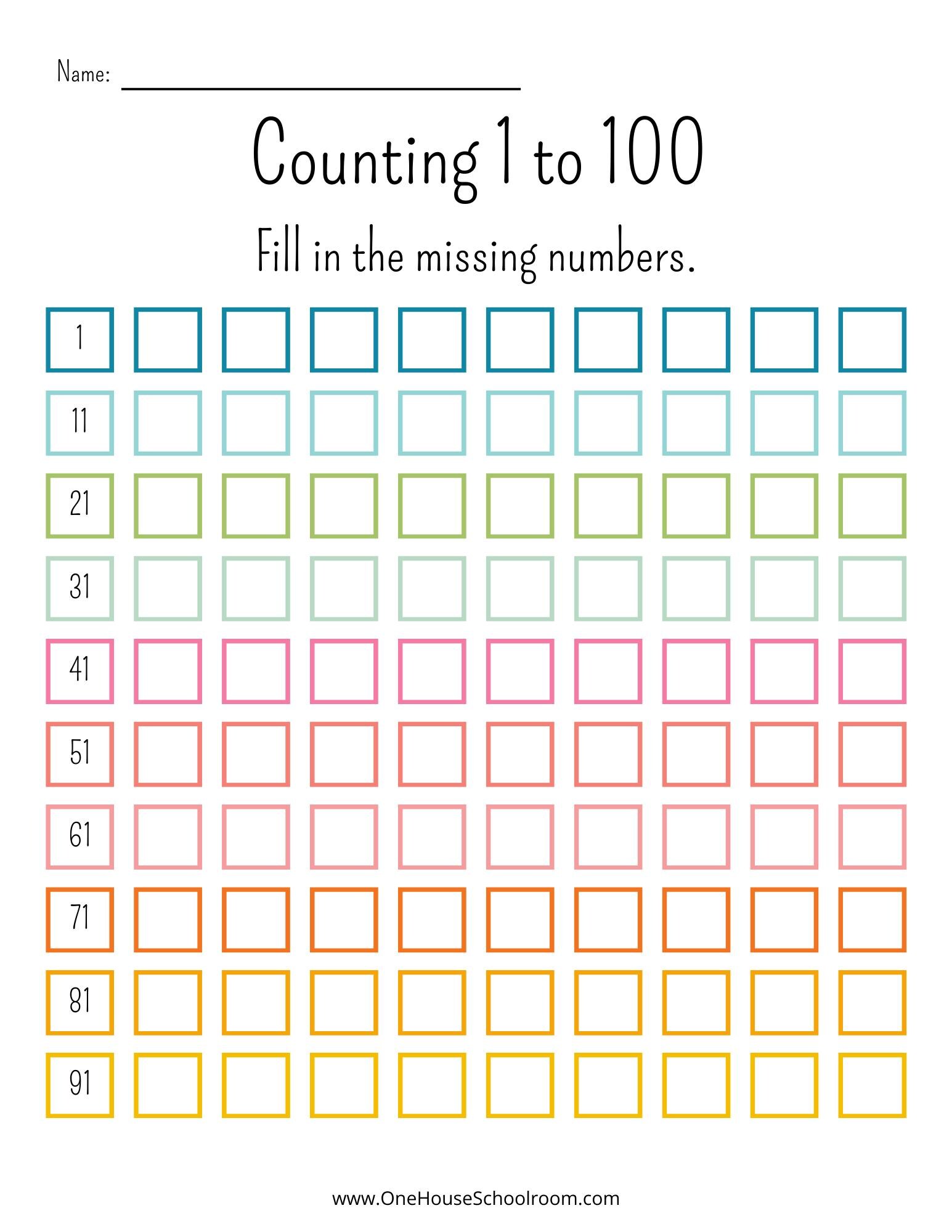 100 Charts- Fill in the Blank Worksheet Set - Etsy