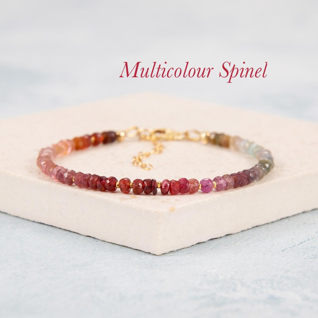 Multicolour Spinel Gemstone Bracelet, Small Colourful Rainbow Stones ...