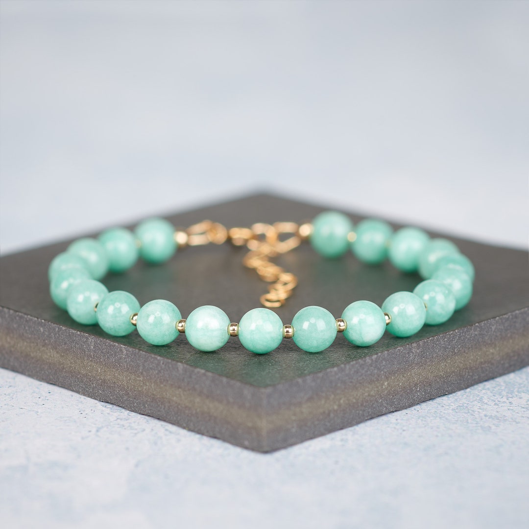 Jade Gemstone Bracelet, Genuine Burmese Jadeite, Mint Green Stone ...