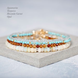 Hessonite Garnet Bracelet, Tiny Honey Brown Gemstones, Dainty Gemstone ...