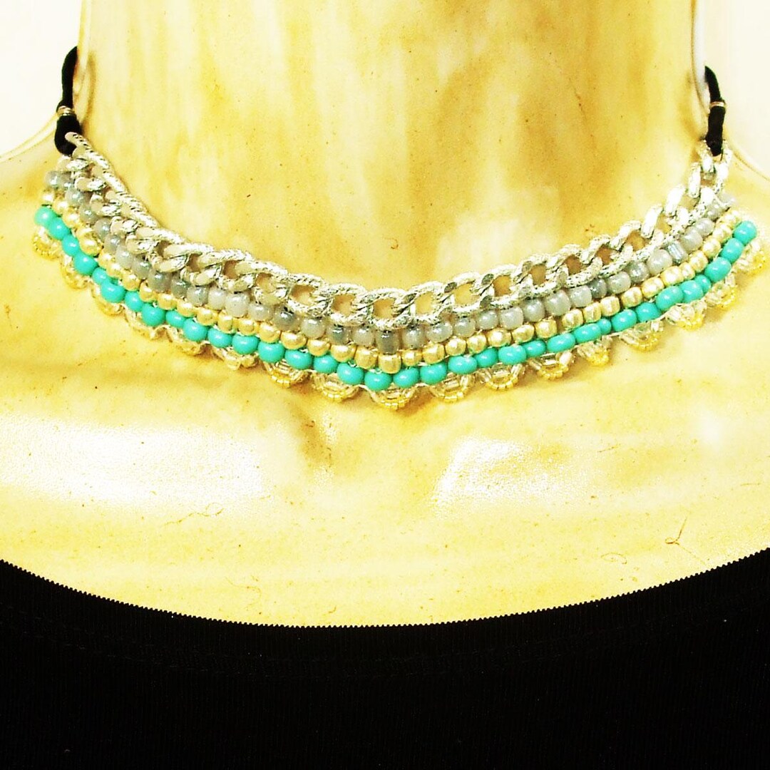 Benicio, Choker of Chain and Brick Stitch Size 8M Beads. - Etsy