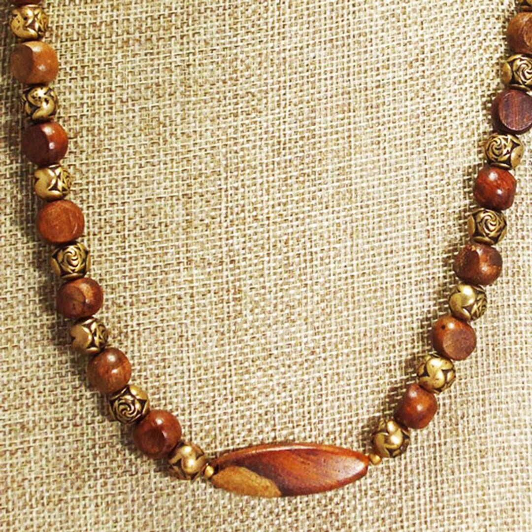 Urith, Teak Wood, Single Strand, Beaded, Necklace - Etsy