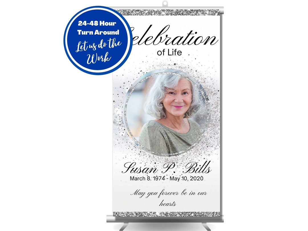 Buy Silver Glitter Funeral Design, Memorial Photo Backdrop, Celebration ...