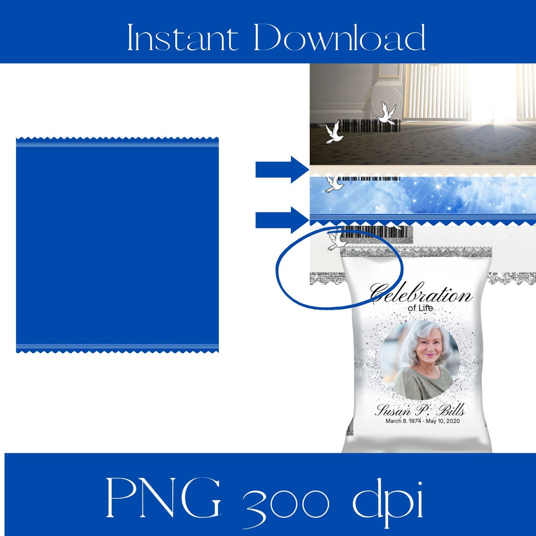 Memorial Chip Bag Template: Funeral Favor, in Loving Memory (PNG, JPEG ...