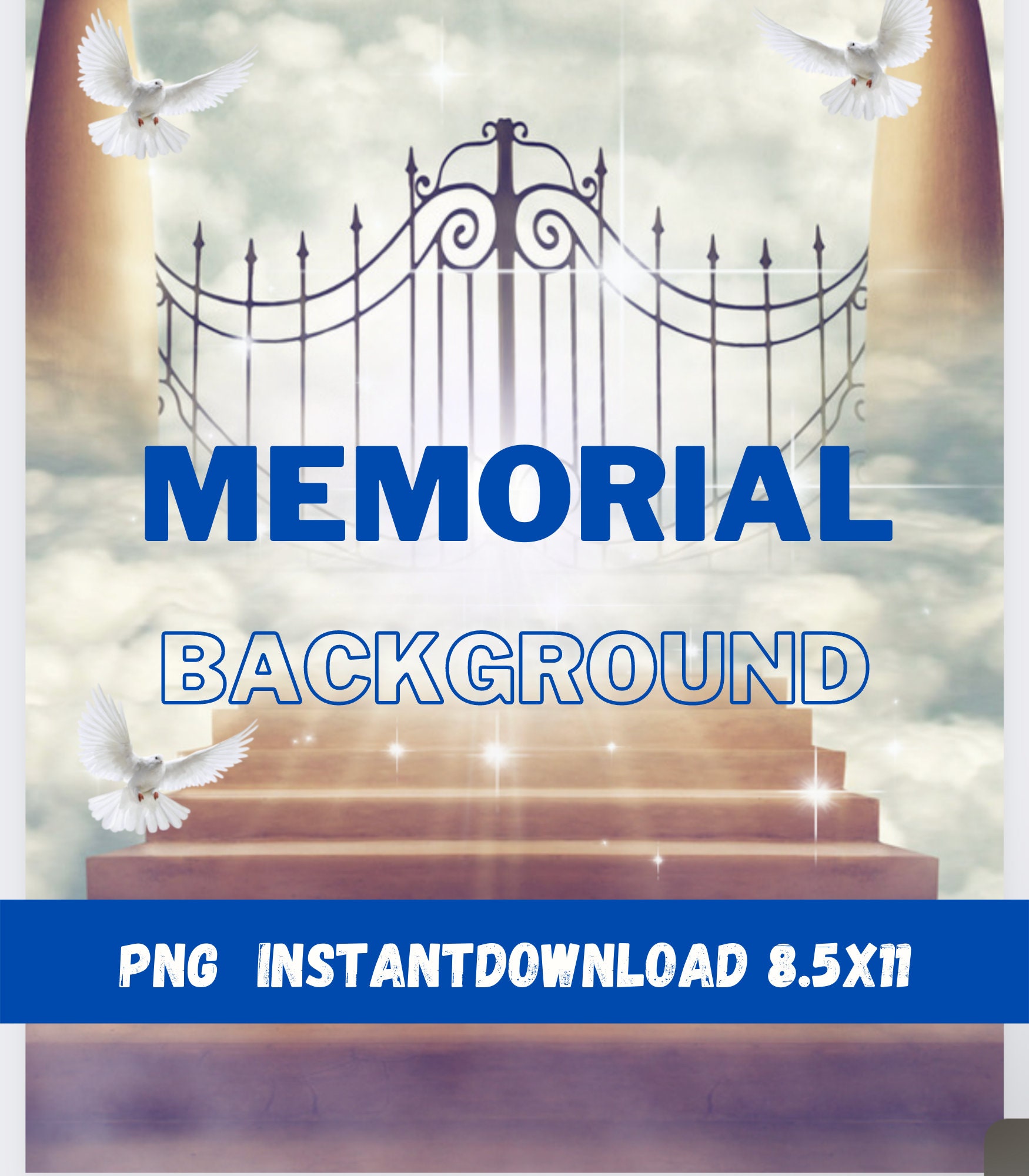 Stairs to Heaven Memorial PNG: Photo Template, Funeral Program (digital ...