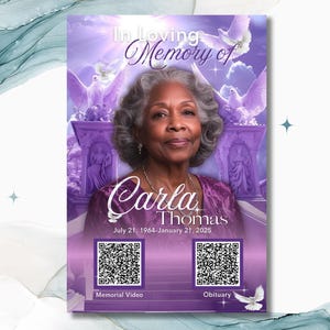 Purple Memorial Welcome Sign With QR Code (digital Canva Template) - Etsy