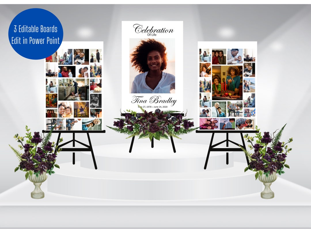 Funeral Photo Collage Display Elegant| Funeral Welcome Sign ...