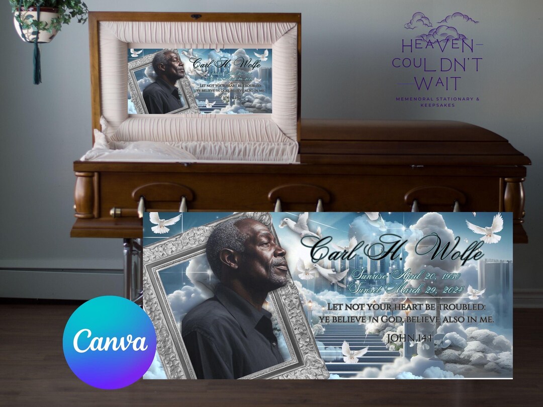 Men's Royal Blue Casket Panel Template: Funeral Program (canva Editable ...