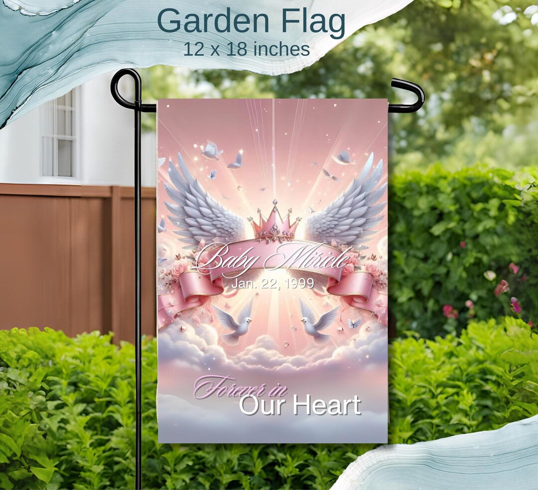 Pink Angel Wings Baby Passing Personalized Memorial Garden Flag Canva ...