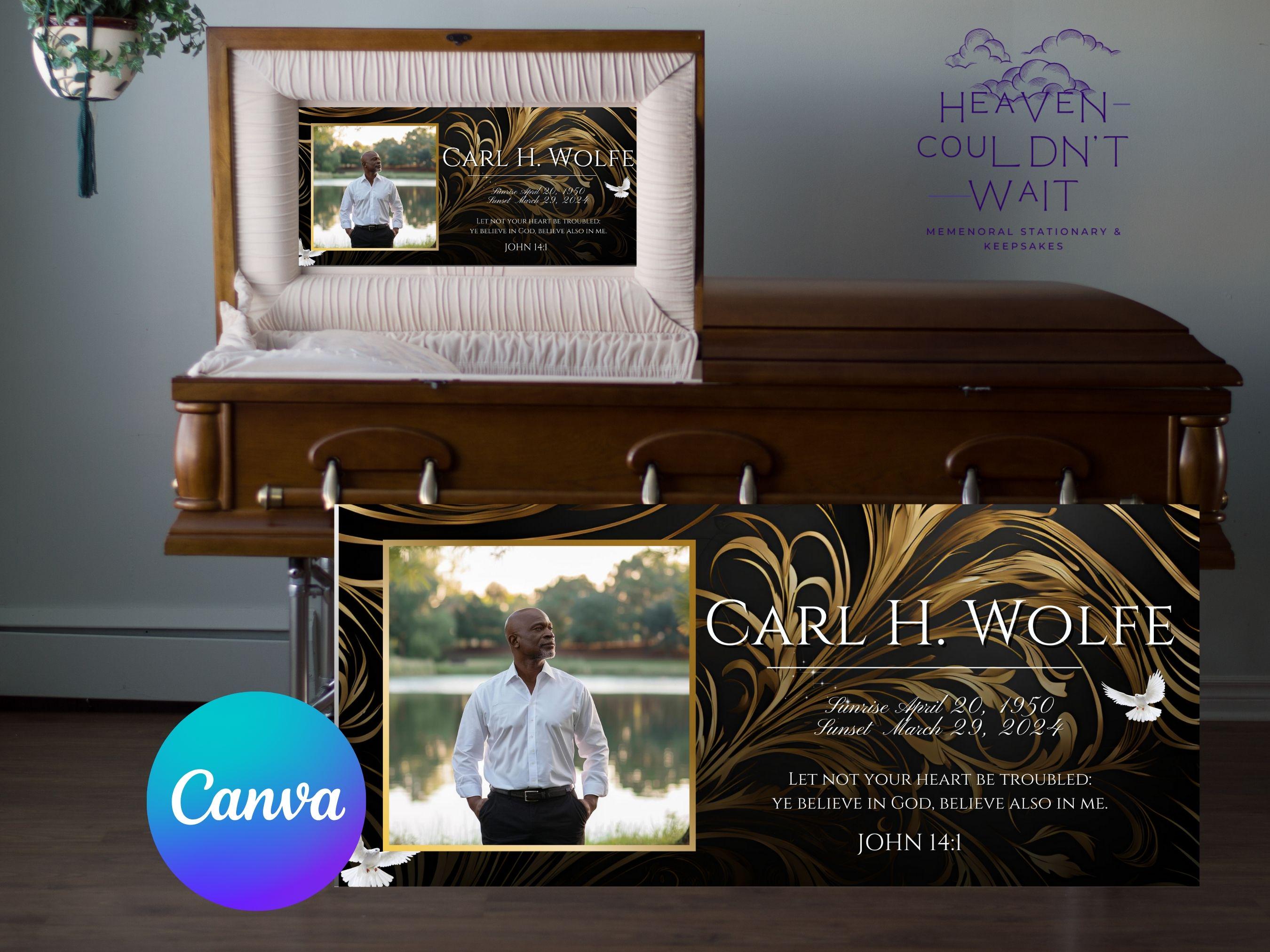 Gold & Black Casket Panel Template: Funeral Memorial (canva) - Etsy