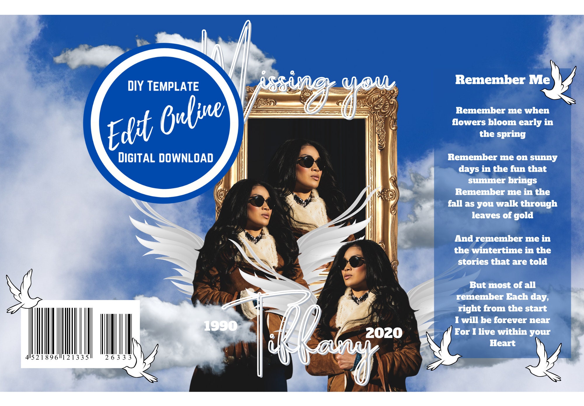 Funeral Chip Bag, Obituary Chip Bag, Blue Clouds Funeral Chip Bag in ...