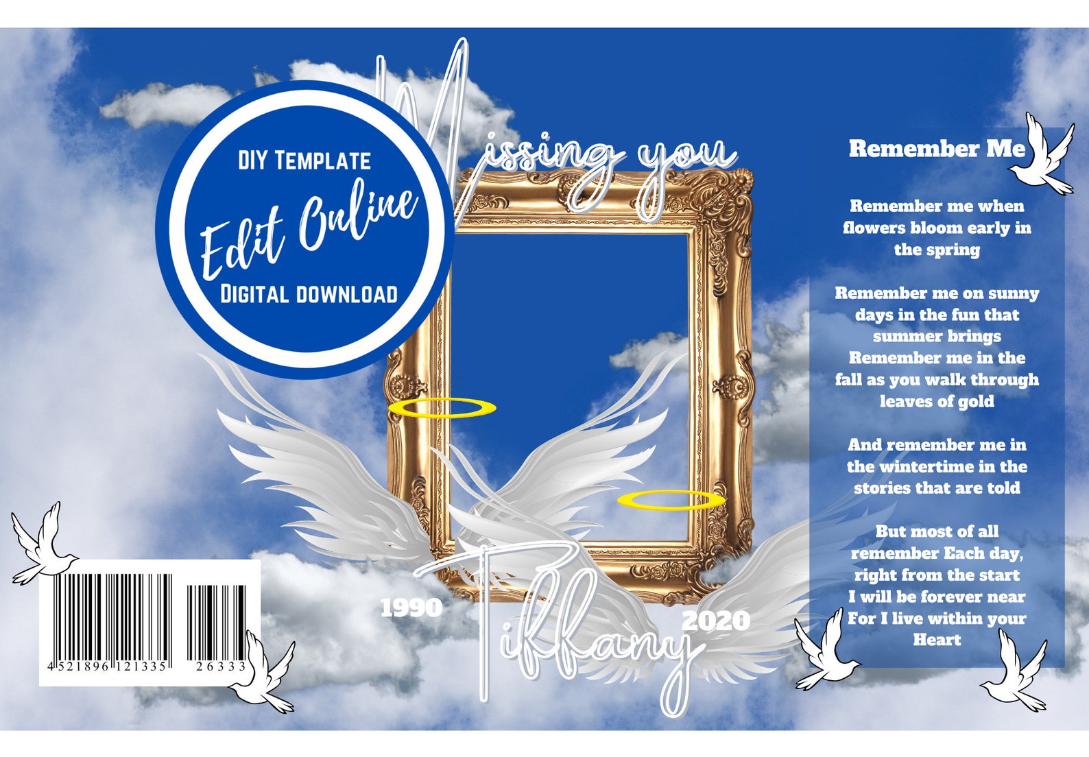 Funeral Chip Bag, Obituary Chip Bag, Blue Clouds Funeral Chip Bag in ...