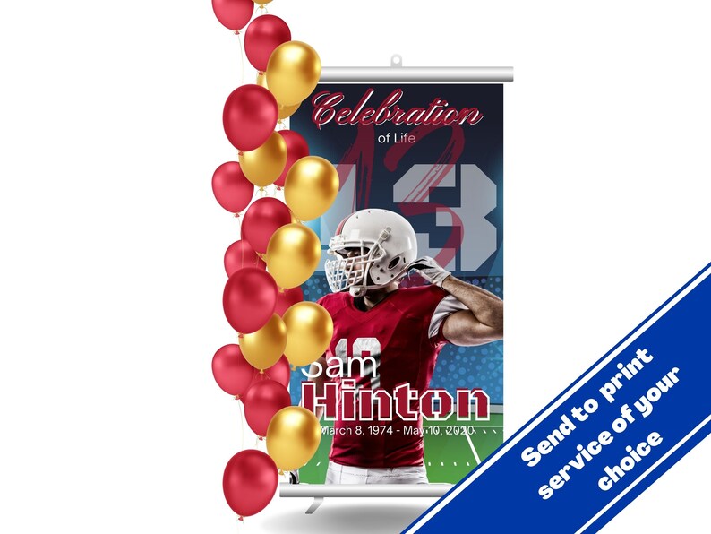 Football Sports Funeral Backdrop Design, Memorial Photo Backdrop ...