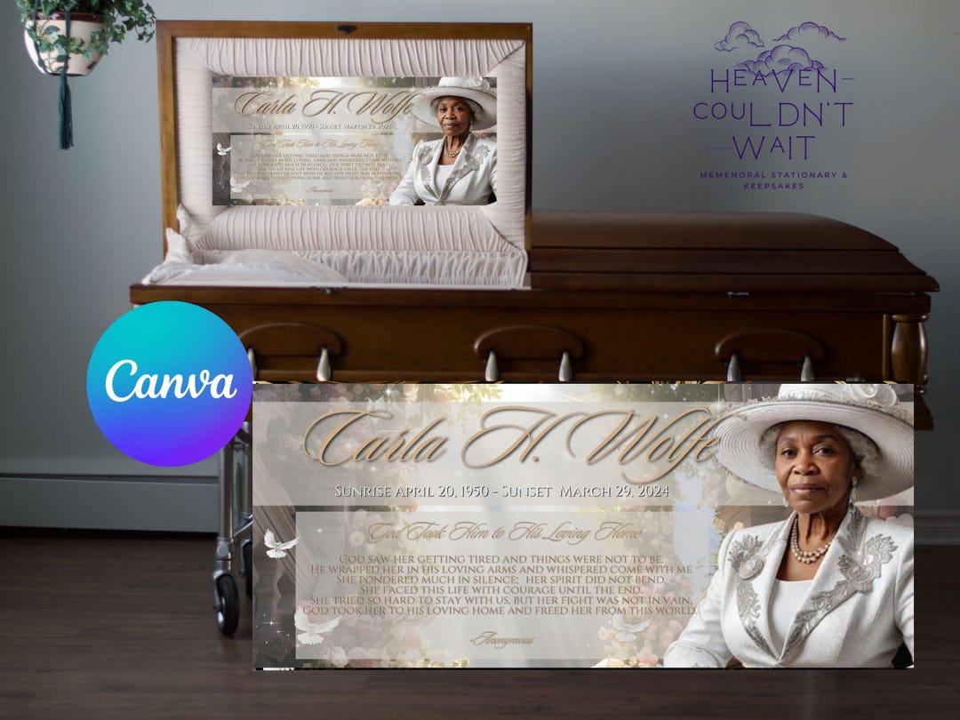 Custom Memorial Casket Panel Canva Template | 14.5x30.5 Digital ...