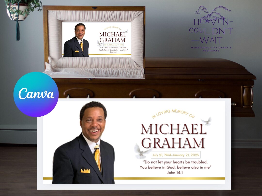 Custom Memorial Casket Panel Canva Template: Funeral Tribute (digital ...