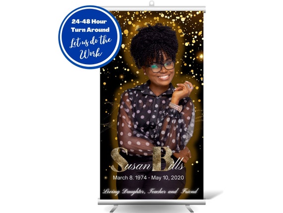 Gold Glitter Funeral Backdrop Design Memorial Photo Backdrop - Etsy