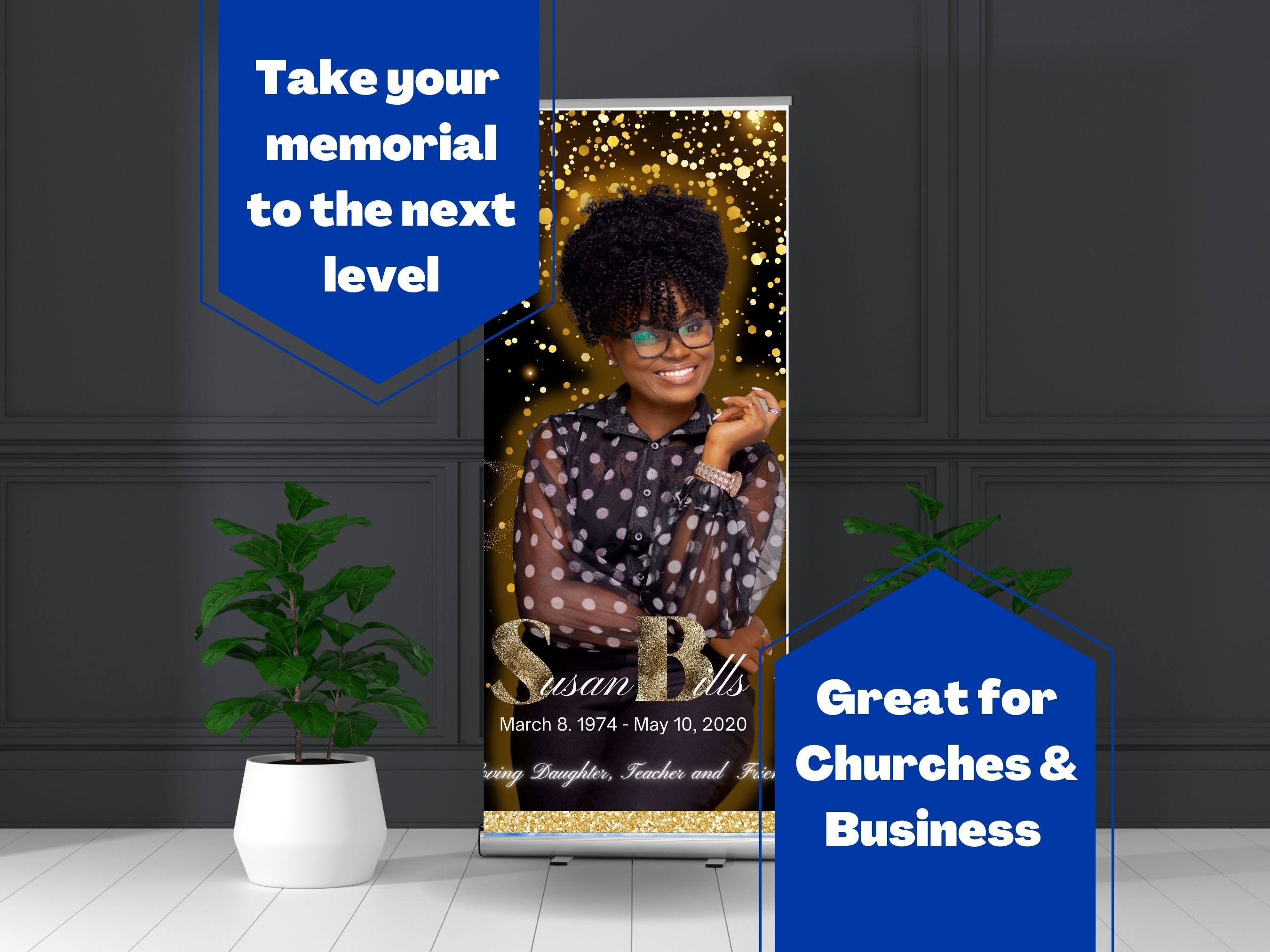 Gold Glitter Funeral Backdrop Design Memorial Photo Backdrop - Etsy