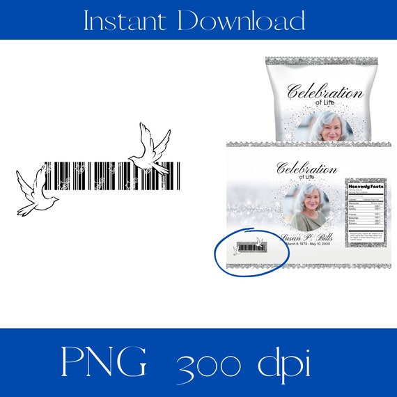 Dove Barcode PNG Funeral Chip Bag Obituary Funeral DIY in - Etsy