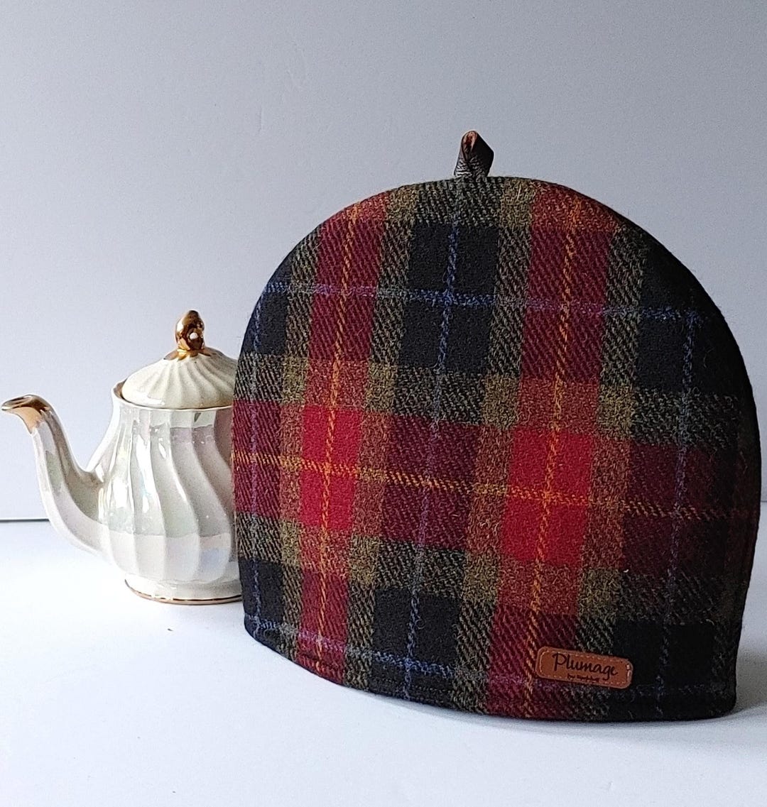 Harris Tweed Tea Cosy: Dark Autumn Plaid Wool Teapot Cover - Etsy