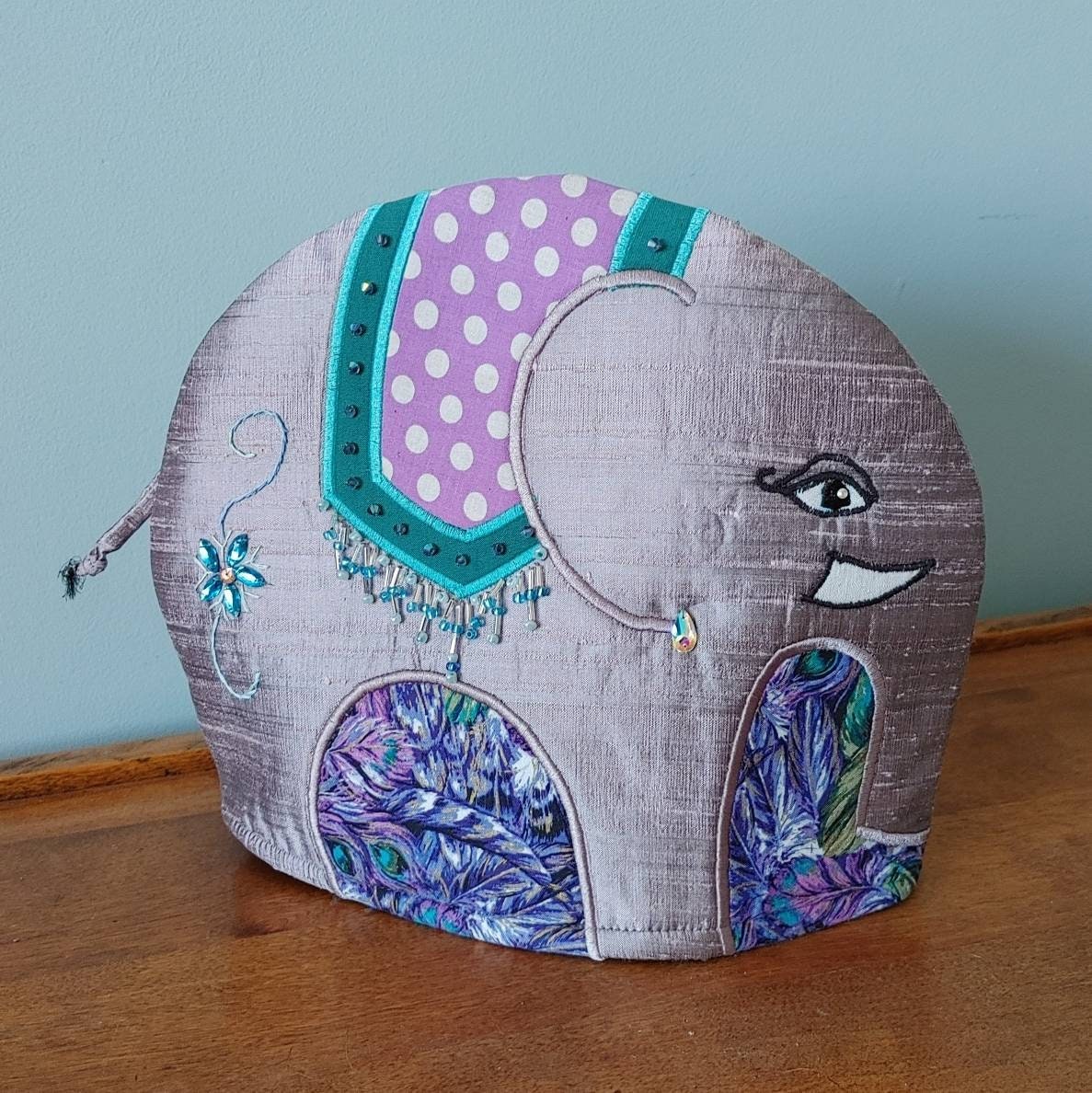 Fabulous, Custom Made to Order, Embroidered Silk Elephant Tea Cosy ...