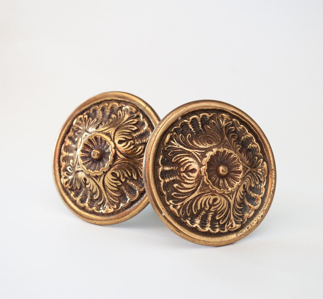 Vintage Brass Curtain Tie Backs, Pair Ornate Drapery Tie Back, Curtain ...