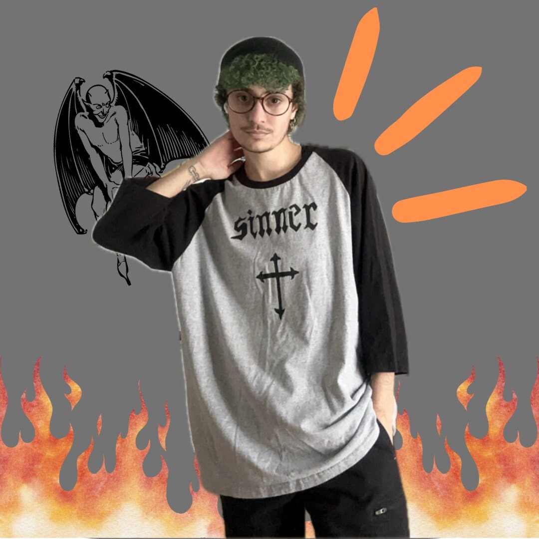 Sinner Block Printed Shirt, Size XL - Etsy