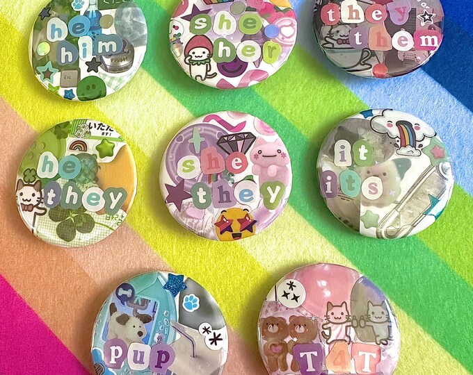 Collage Pronoun Buttons - Etsy