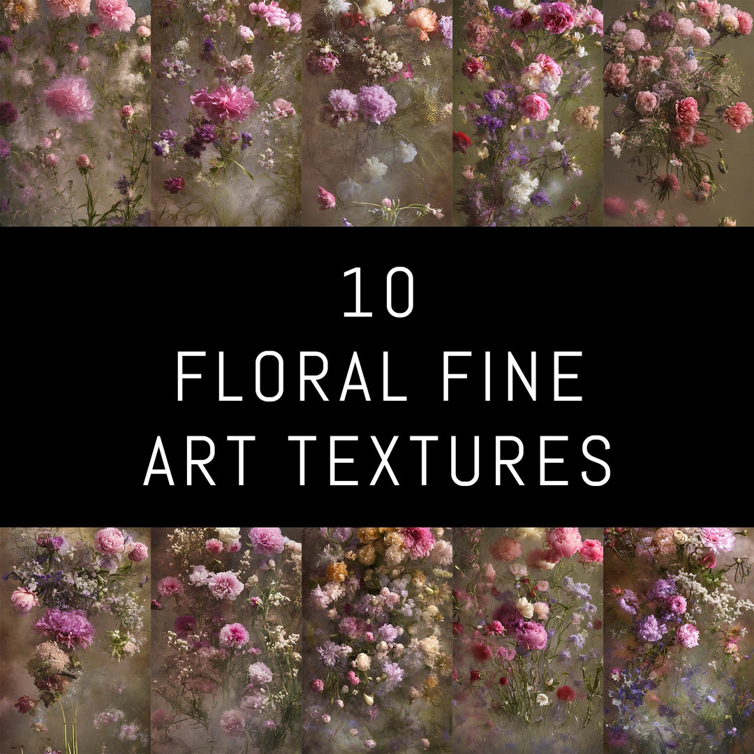 10 Floral Fine Art Textures, Flower Background, Photoshop Overlays ...
