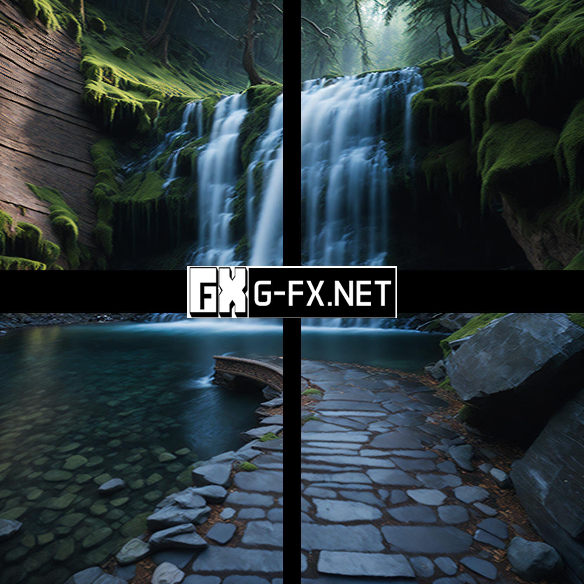 10 Enchanting Waterfall Digital Backdrop, Nature Backdrops, Scenic ...