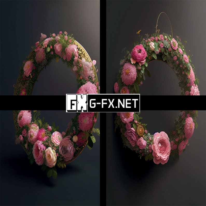 10 Floral Ring Backdrops, Flower Ring Background, Ring Overlays ...