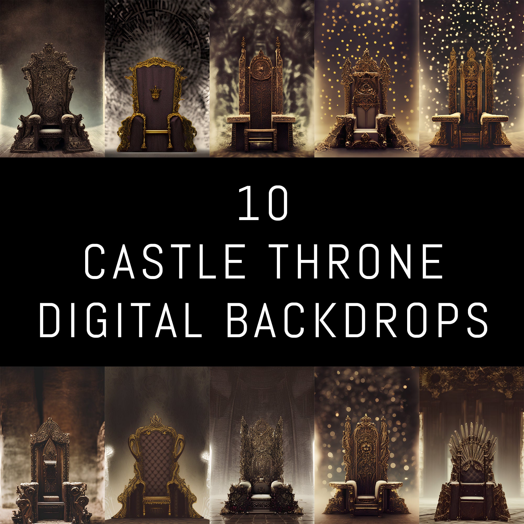 10 Castle Iron Throne Printable Backdrop, Medieval Fantasy Throne Room ...