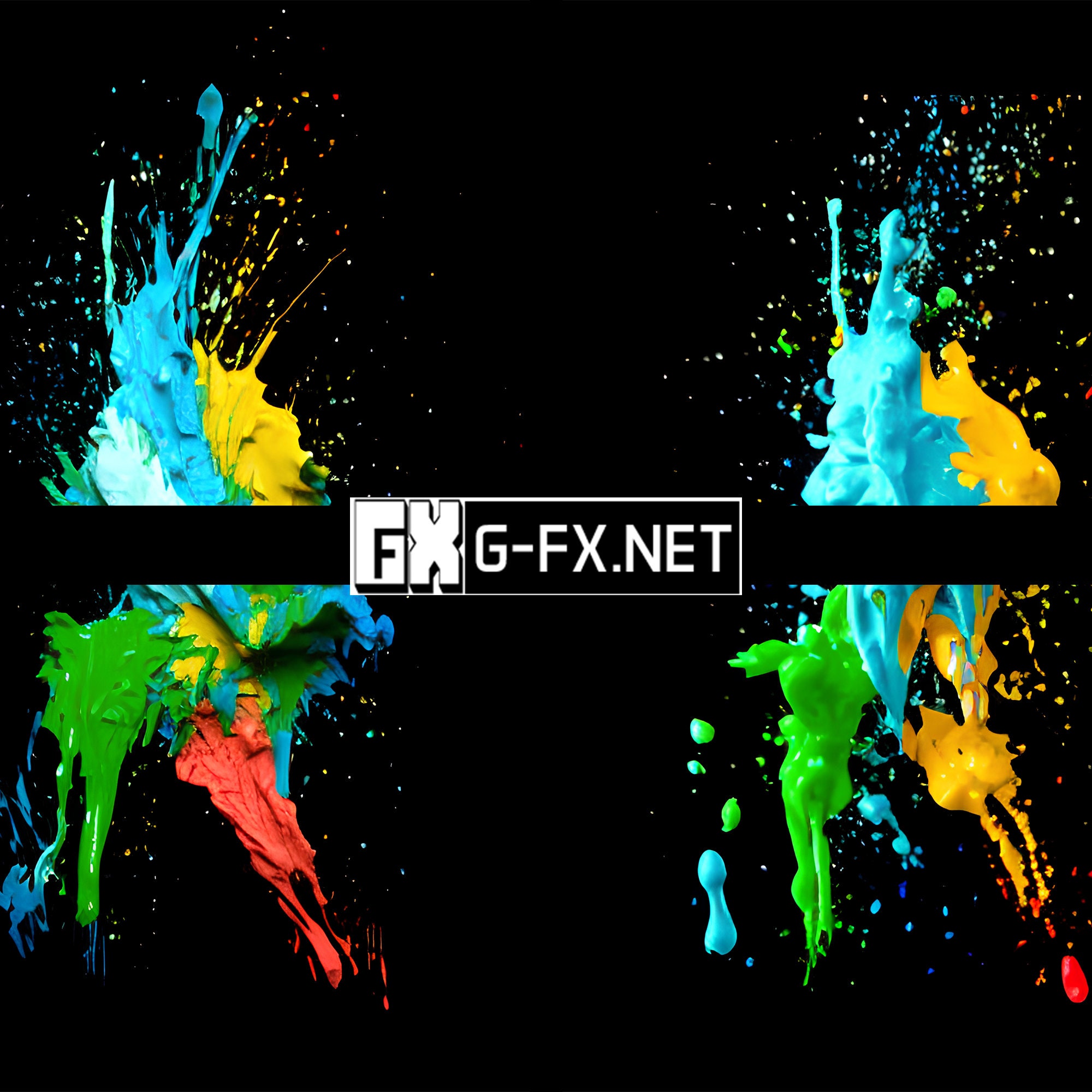 10 Color Splash Backgrounds, Neon Paint Splatters Overlays Clipart ...