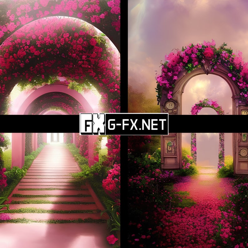 10 Arch Floral Digital Backdrops Portrait Overlays Fairytale Digital ...