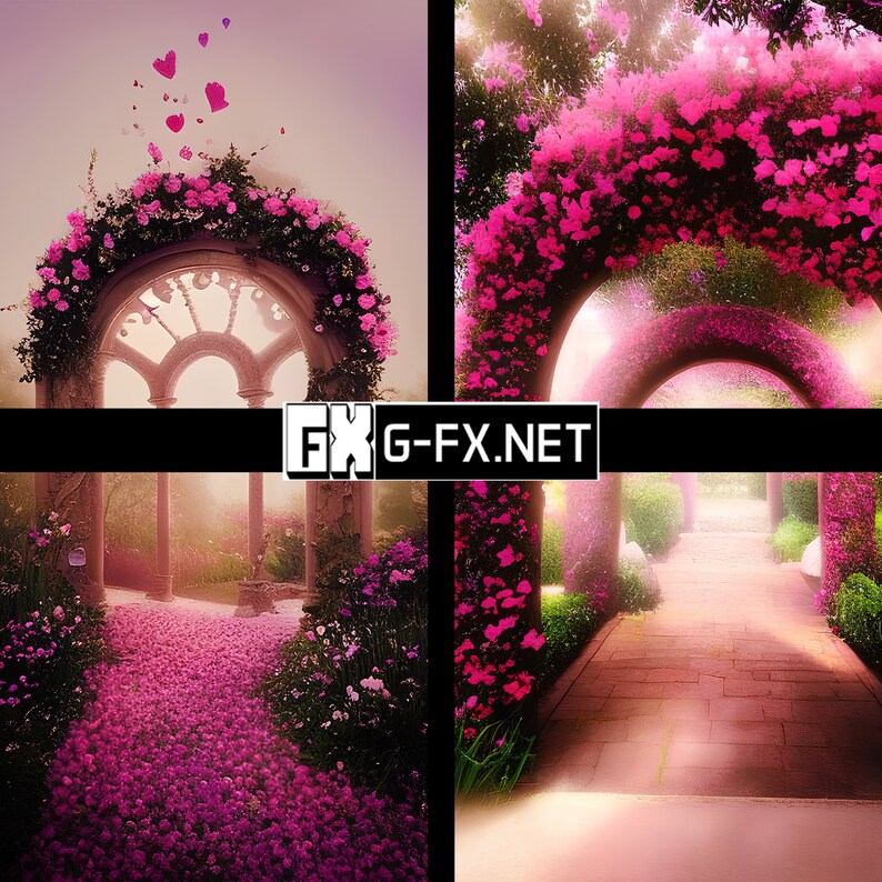10 Arch Floral Digital Backdrops Portrait Overlays Fairytale Digital ...