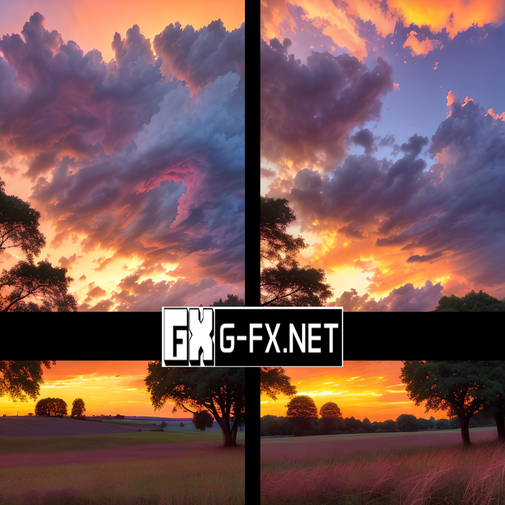 10 Colorful Sky Backgrounds, Clouds Digital Backdrop, Cloudscape ...